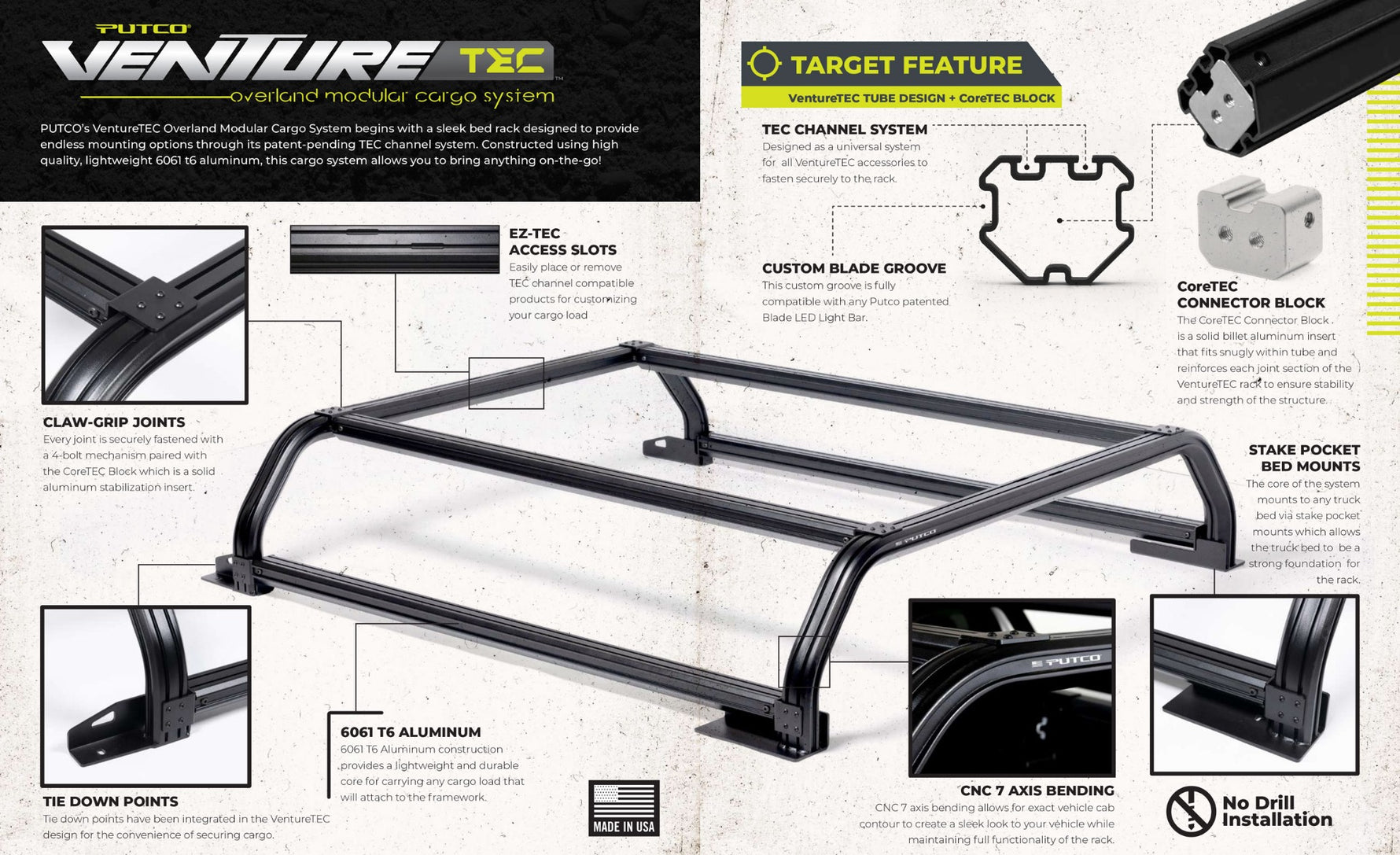 Putco Venture TEC Rack 2019-2022 Ford Ranger 5' (Short Box) – Roof Top ...